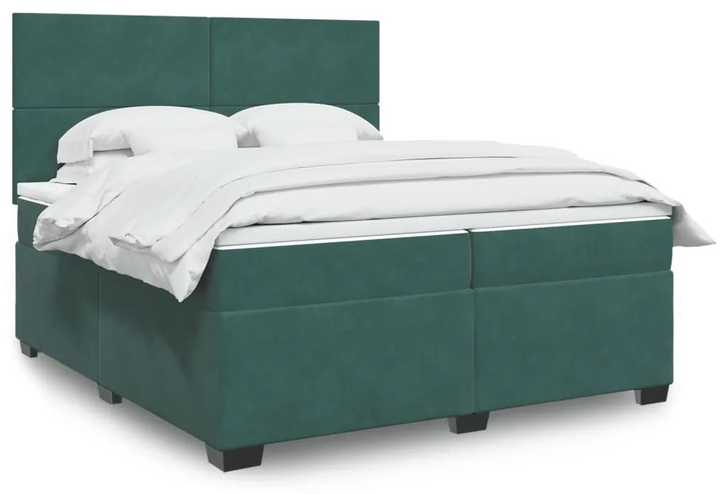 Box spring postel s matrací tmavě zelená 200x200 cm samet 3293299