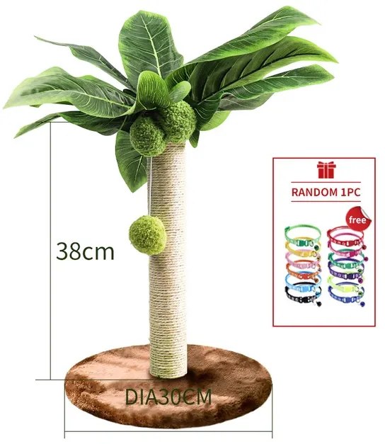 Vertikální škrabadlo pro kočky v designu "palma" Velikost: kávové M