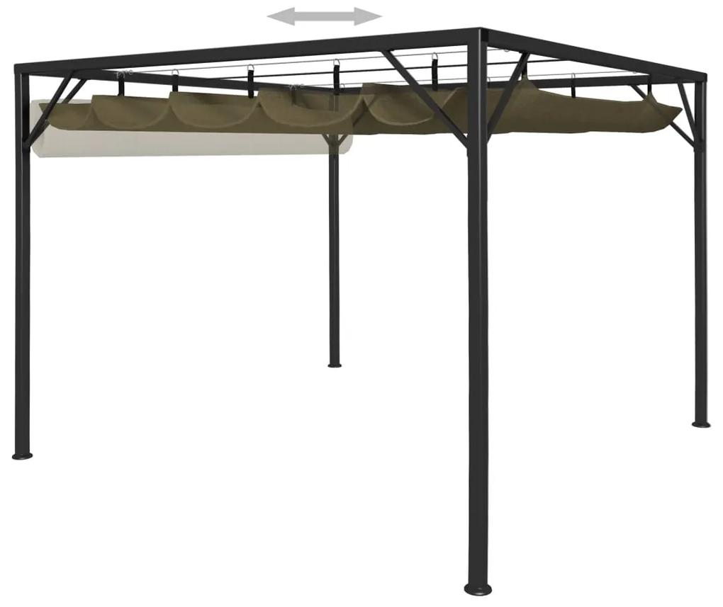 Zahradní altán se zatahovací střechou 3 x 3 m taupe 180 g/m²,  312220