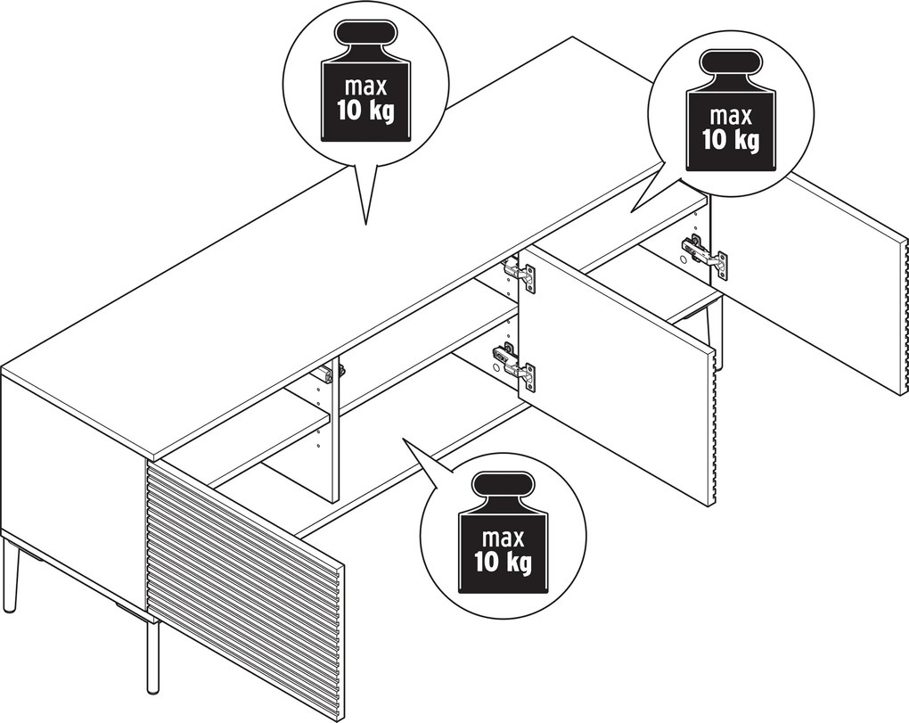 Tchibo - Nízká skříňka »Reet« v lamelovém vzhledu - barva: hnědá