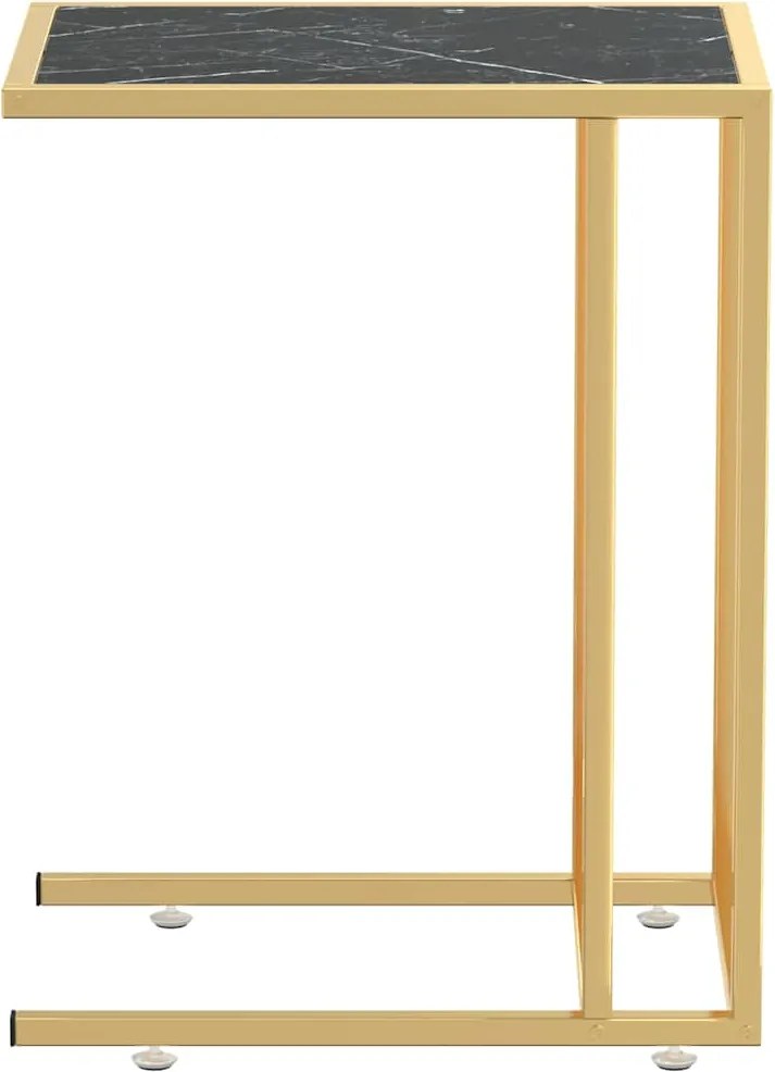 Stolek na notebook černý mramor 50 x 35 x 65 cm tvrzené sklo 331647