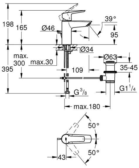 GROHE 242092432 - Umyvadlová baterie QUICKFIX START 165 mm černá