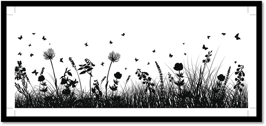 Bondecor Obraz černobílý v rámu "Black & white" 50x20cm Barva: Černý rám