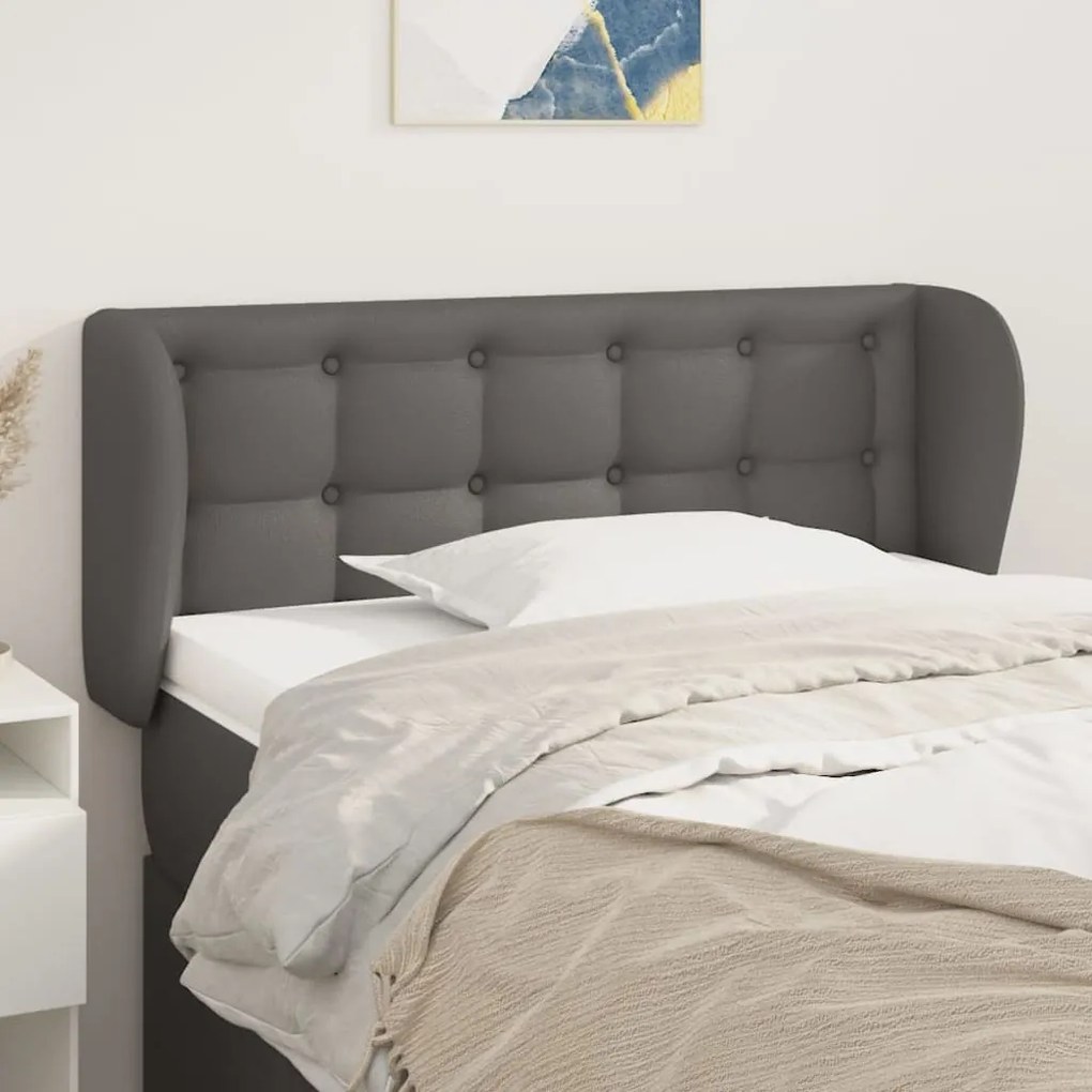 Čelo postele typu ušák šedá 83x23x78/88 cm umělá kůže 3117220