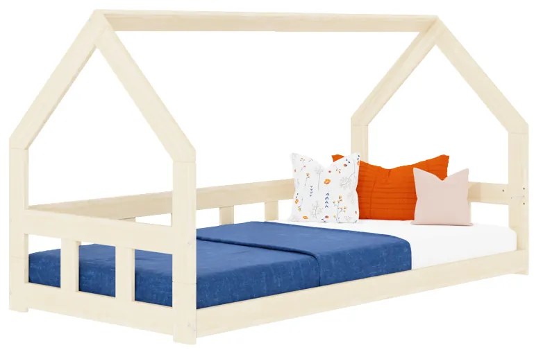 Benlemi Nízká domečková postel pro děti FENCE 6v1 se zábranou Zvolte barvu: Bílá, Zvolte rozměr: 90x190 cm, Zvolte zábranu: S otevřeným vstupem