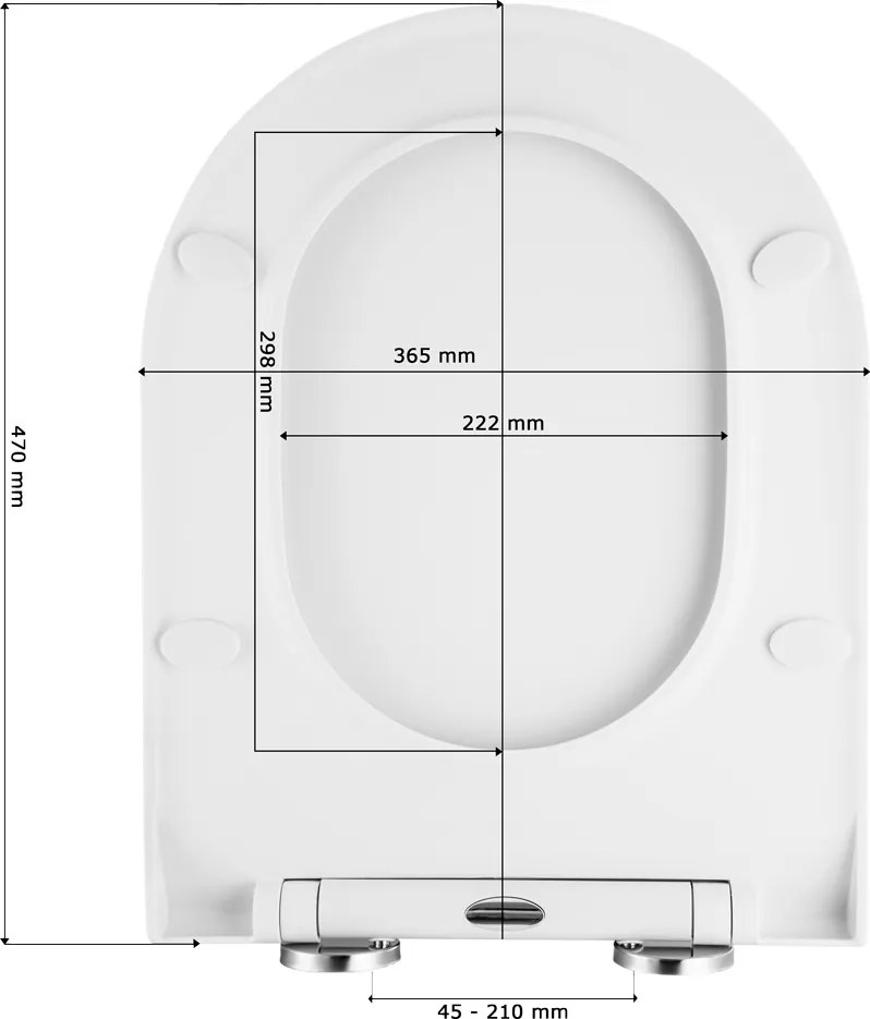 Gamma D8, WC sedátko 470x365 mm, polypropylen, SoftClose, EasyClean, bílá lesklá, GMA-D8