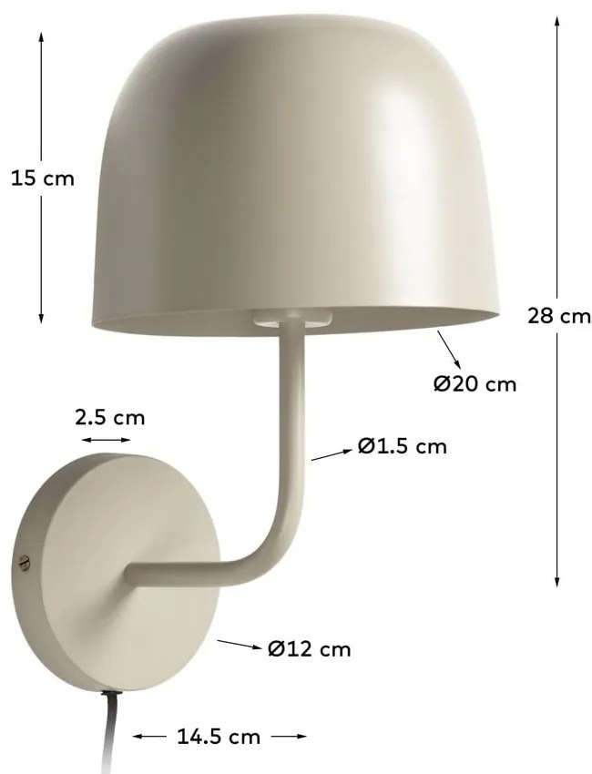 Béžová nástěnná lampa Kave Home Alish