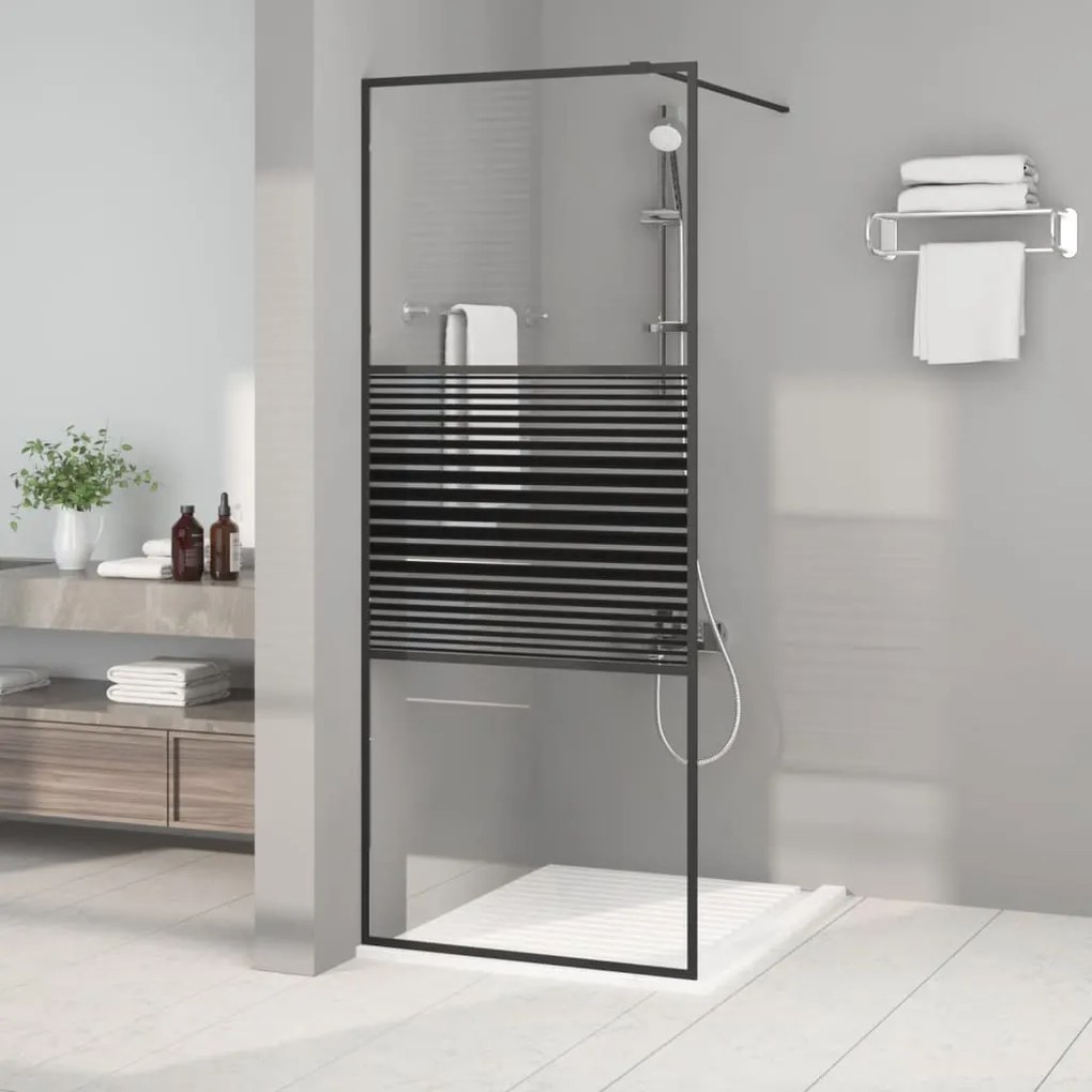 Sprchová zástěna walk-in černá 80 x 195 cm čiré ESG sklo 152145