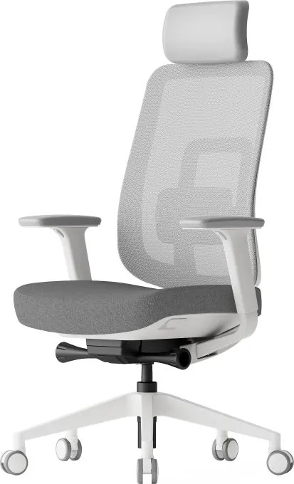 Office Pro Kancelářská ergonomická židle K42 WHITE SP – síť/ čalouněná, šedá