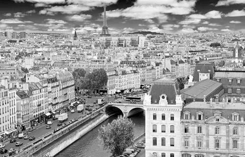 Luxusní vliesové fototapety Paříž - černobílé, rozměr 418,5 cm x 270 cm