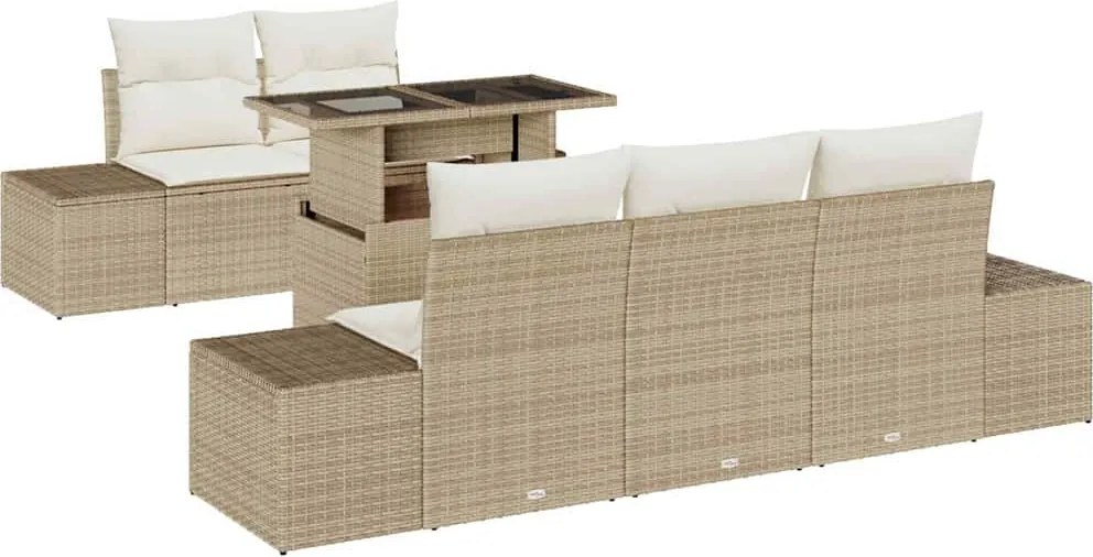 Set pohovek 6 ks Béžová a krémová polyratan 3349097