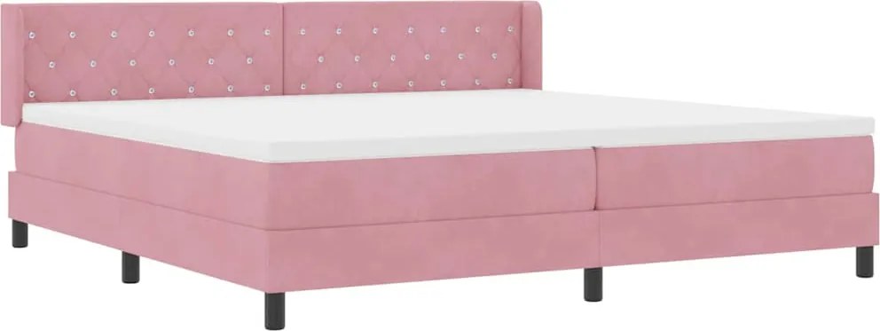 Postel s boxspringem s čelo Růžová 200 x 200 cm samet 3341437