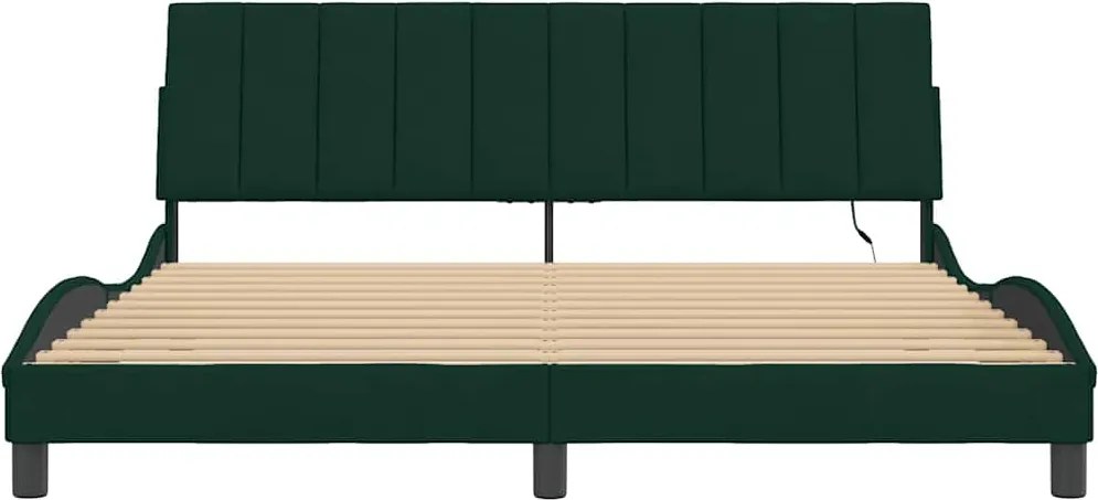 Rám postele s LED osvětlením bez matrace Hanko tmavě zelený 180 x 200 cm samet 3213796