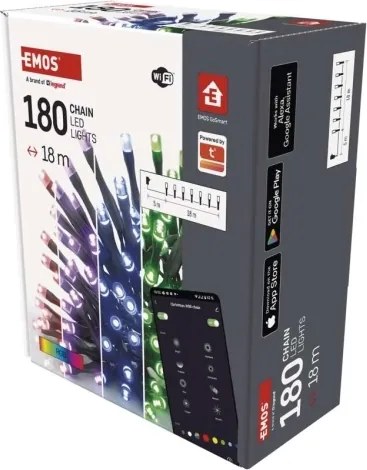 Vánoční osvětlení EMOS GoSmart (WiFi) D4ZR03 180LED řetěz 18m RGB 64 programů s časovačem