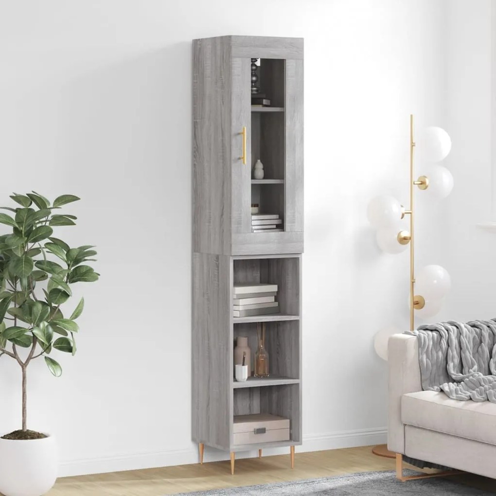 Skříň highboard šedá sonoma 34,5 x 34 x 180 cm kompozitní dřevo