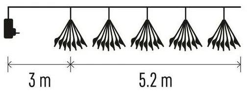 LED Vánoční řetěz 300xLED 5,2+3 m teplá bílá