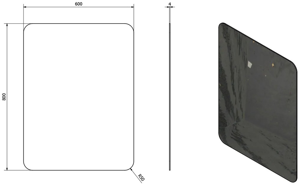 Sapho, ISHAPE Zrcadlo 600x800mm, zaoblené rohy, bez uchycení, AG468