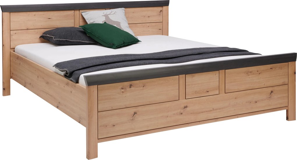 XXXLutz POSTEL, 140/200 cm tmavě šedá, dub artisan Hom`in - Jednolůžkové postele - 000003002938
