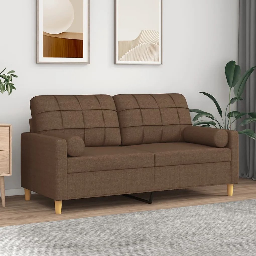 2místná pohovka s polštáři hnědá 140 cm textil 3200785