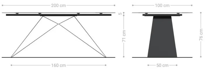 Jídelní stůl Edge oválný 200x100 keramika Laminam® Sabbia podnož ve