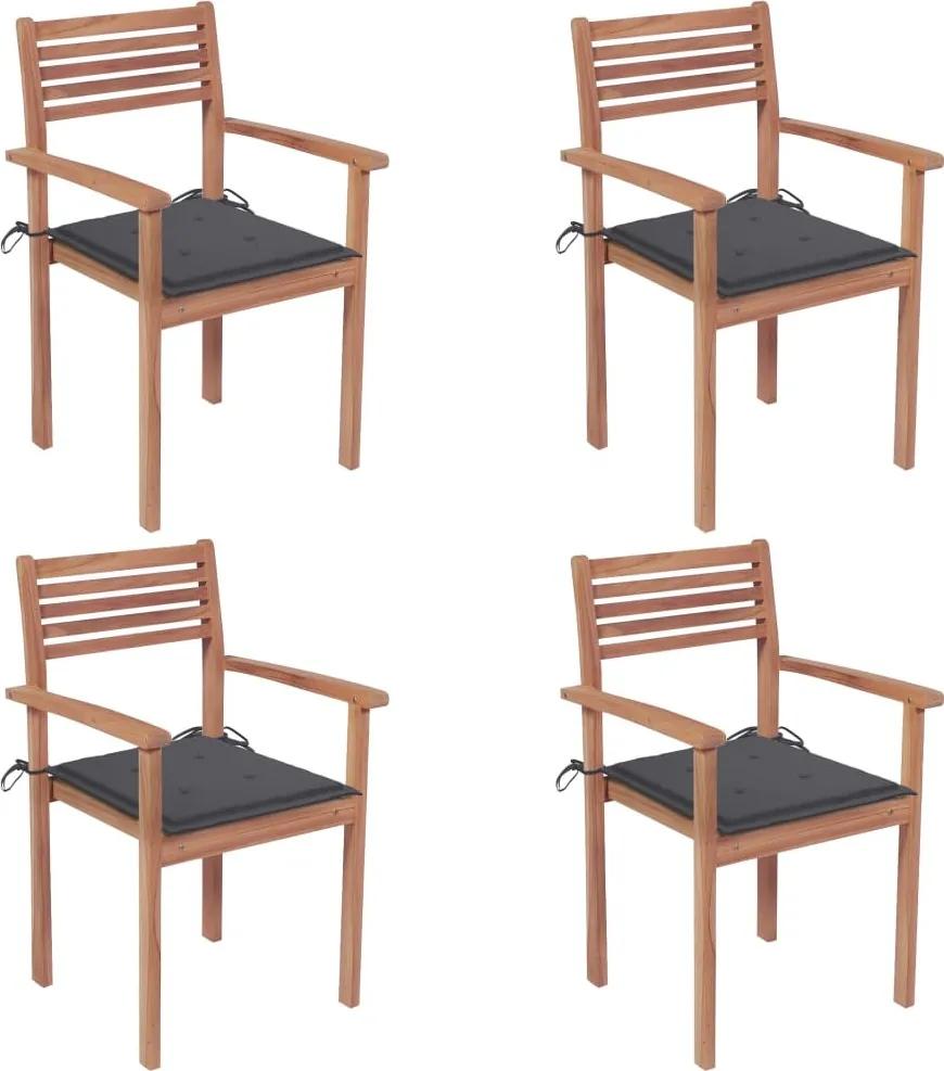vidaXL Zahradní židle 4 ks podušky masivní teak [3062297] Barva: krémová
