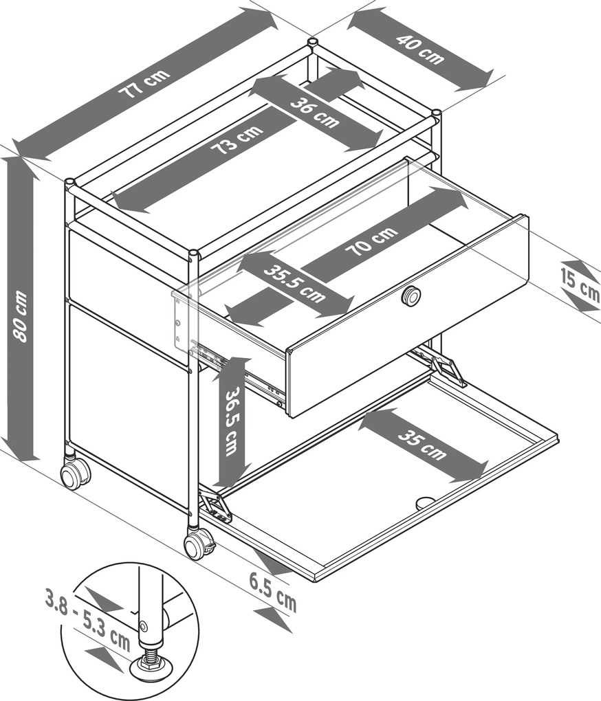 Tchibo - Kovová komoda »Cn3« s 1 zásuvkou - barva: černá