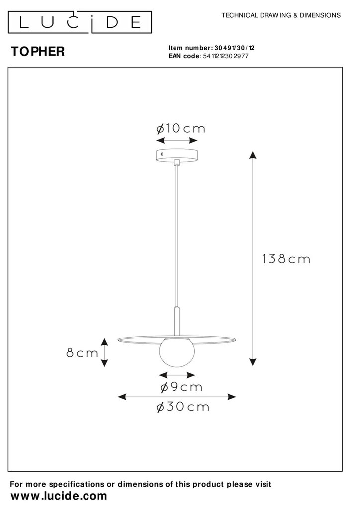 Lucide 30491/30/12 závěsné svítidlo Topher, saténový chrom, G9, ø30cm