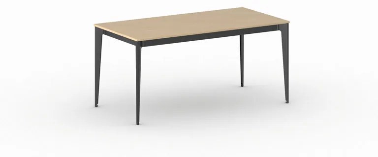 Kancelářský stůl PRIMO ACTION, černá podnož, 1600 x 800 mm, dub přírodní