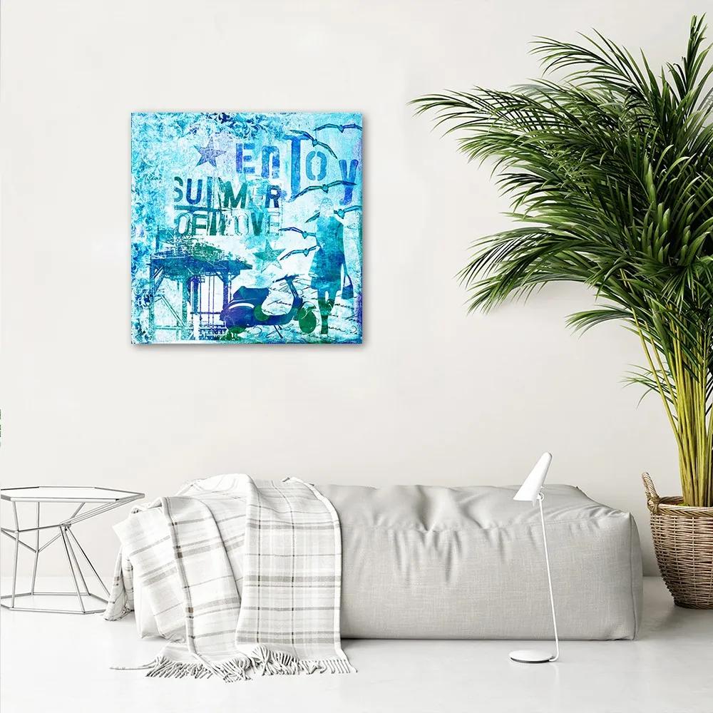 Gario Obraz na plátně Modrý nápis Holiday - Andrea Haase Rozměry: 30 x 30 cm