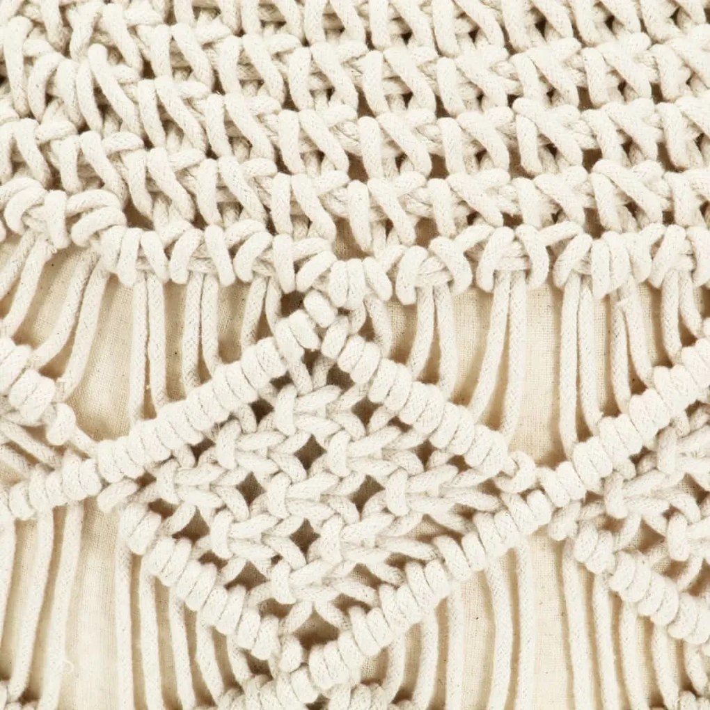 vidaXL Ručně vyrobený sedací puf macramé 45 x 30 cm bavlna [248090] Barva: Bílá