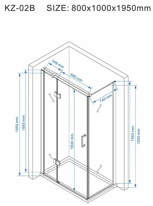 BPS-koupelny Obdélníkový sprchový kout HYD-OK02B 100x80 bílá/transparent - bez vaničky