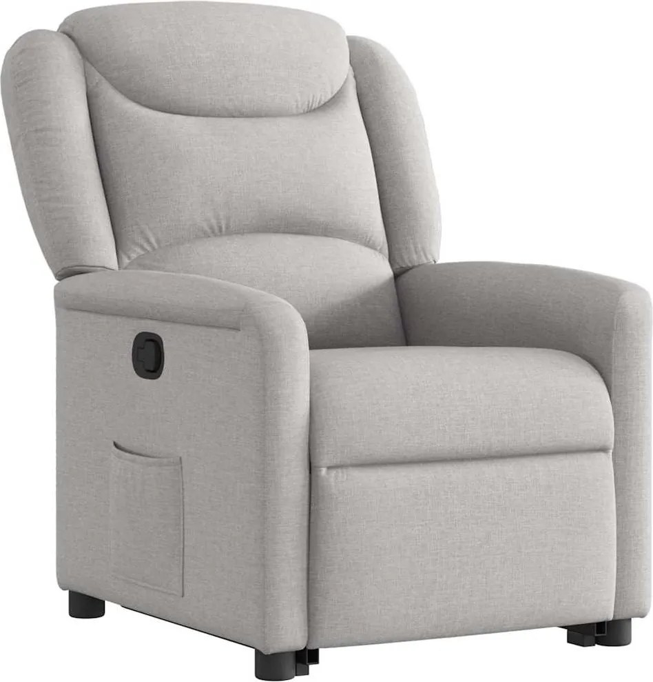 Zvedací polohovací křeslo obláčkově šedé textil 3303203