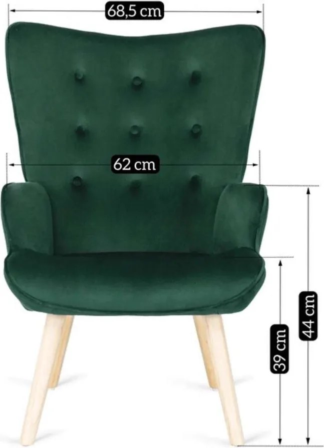 Křeslo Hatren Velvet, zelená