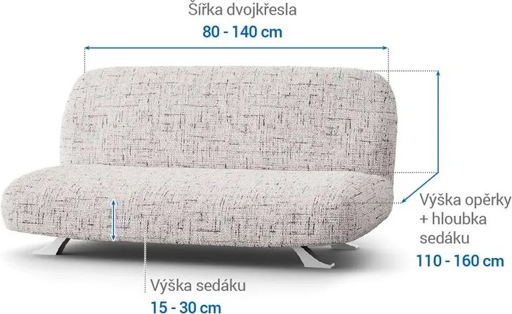 Bielastické potahy VITTORIA smetanová dvojkřeslo s dřevěnými rukojeťmi (š. 80 -140 cm)