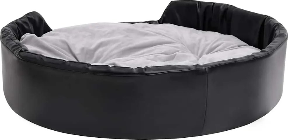Pelíšek pro psy černý a šedý 99 x 89 x 21 cm plyš a umělá kůže 171256