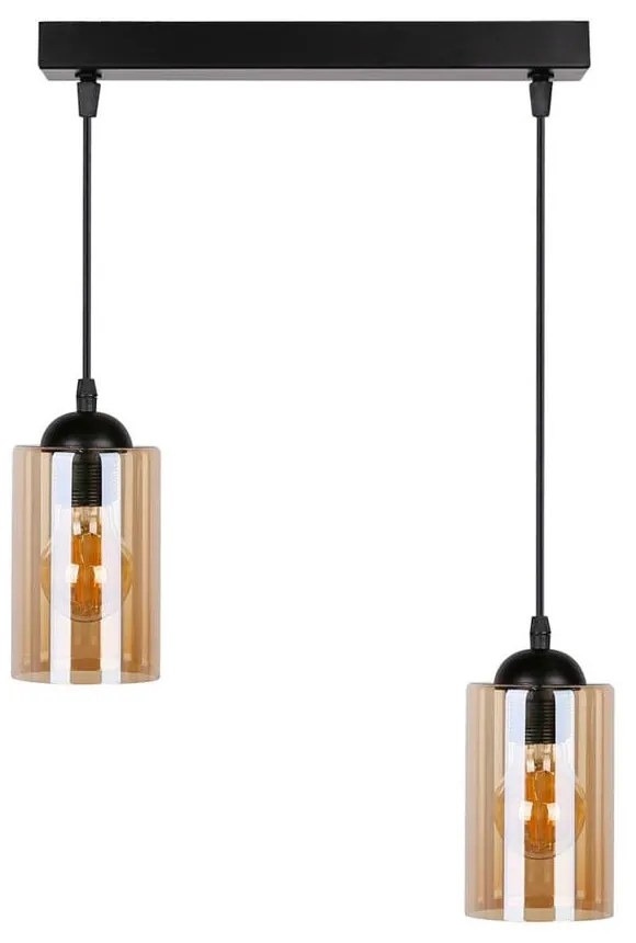 Černé závěsné svítidlo se skleněným stínidlem 10x34 cm Bistro – Candellux Lighting