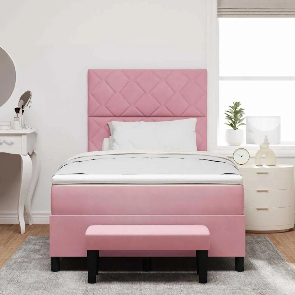 Postel s boxspringem s čelo Růžová 190 x 120 cm samet 3344569