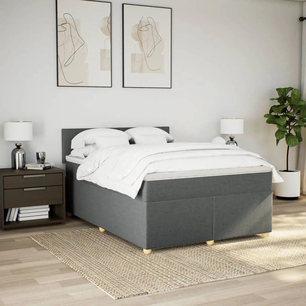 Box spring postel s matrací tmavě šedá 160x200 cm textil 3289025