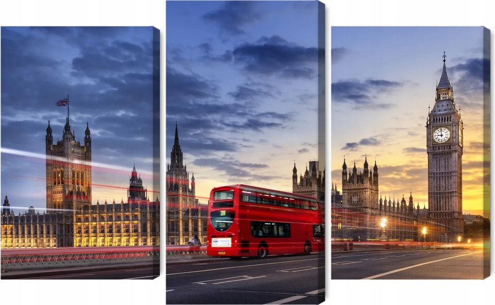 Obraz na zeď Panorama Westminster Big Ben Londýn Canvas triptych 90x60