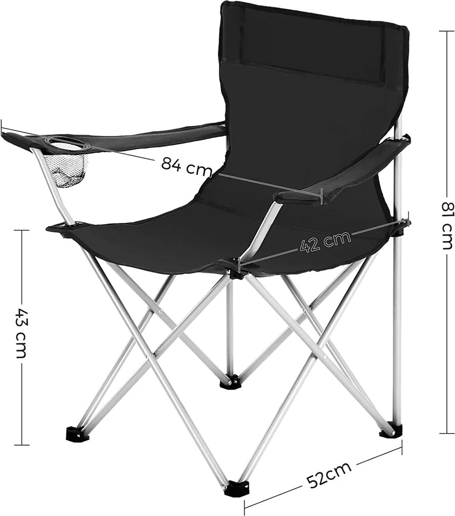 Kempingové židle ROVER, set 2ks, černá SongmicsHome