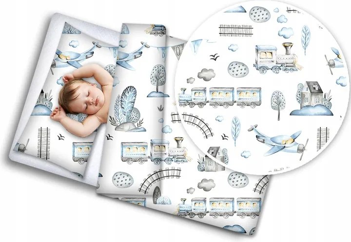 Dětské bavlněné povlečení do postýlky 135x100 cm BABYMAM PREMIUM - Dopravní prostředky