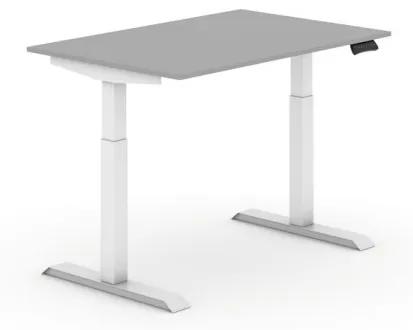 Výškově nastavitelný stůl, elektrický, 735-1235 mm,  deska 1200x800 mm, šedá, bílá podnož