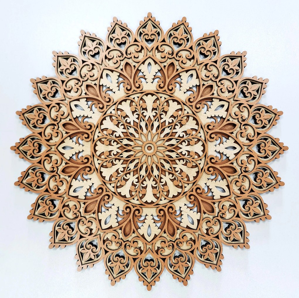 dřevo života 3 vrstvá mandala HARMONIE DUŠE Zvolte rozměr (cm): 80x80, Zvolte barevný dekor: černá-bílá