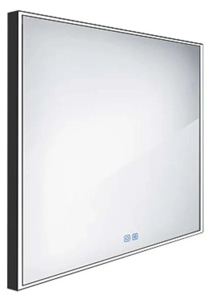 Nimco - Zrcadlo s LED osvětlením, 60x60 cm, dotykový senzor, černá ZPC 13066VX-90