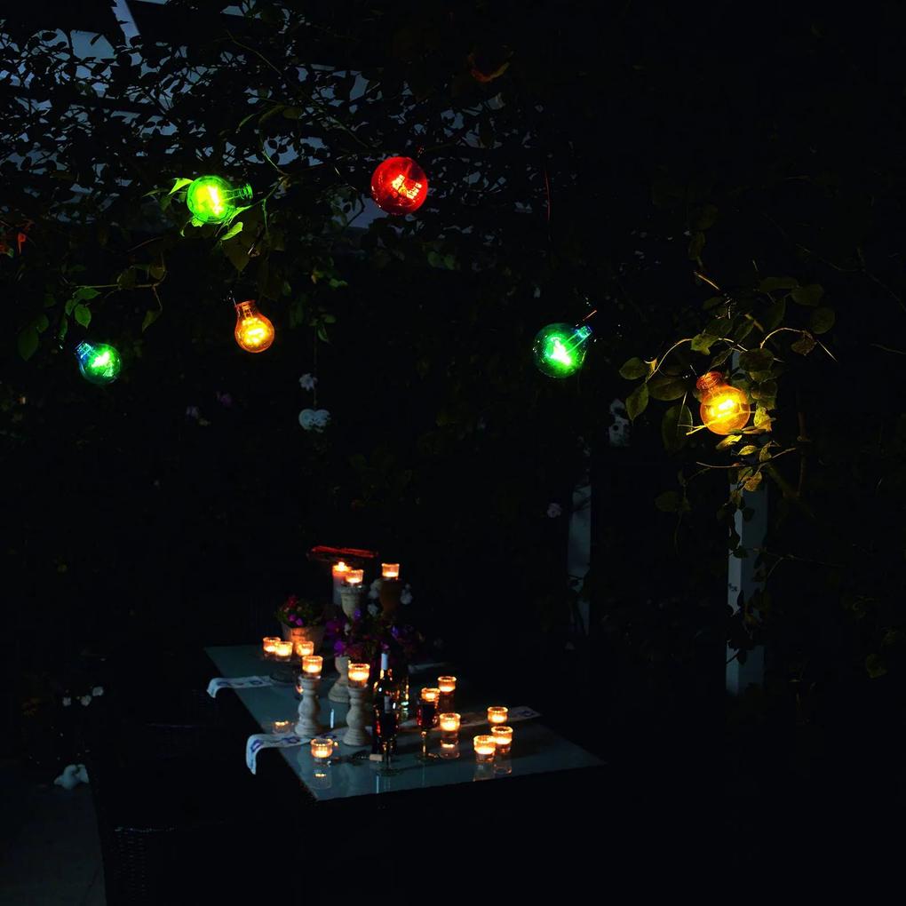 Pivní zahradní pohádková světla 10 barevných žárovek LED