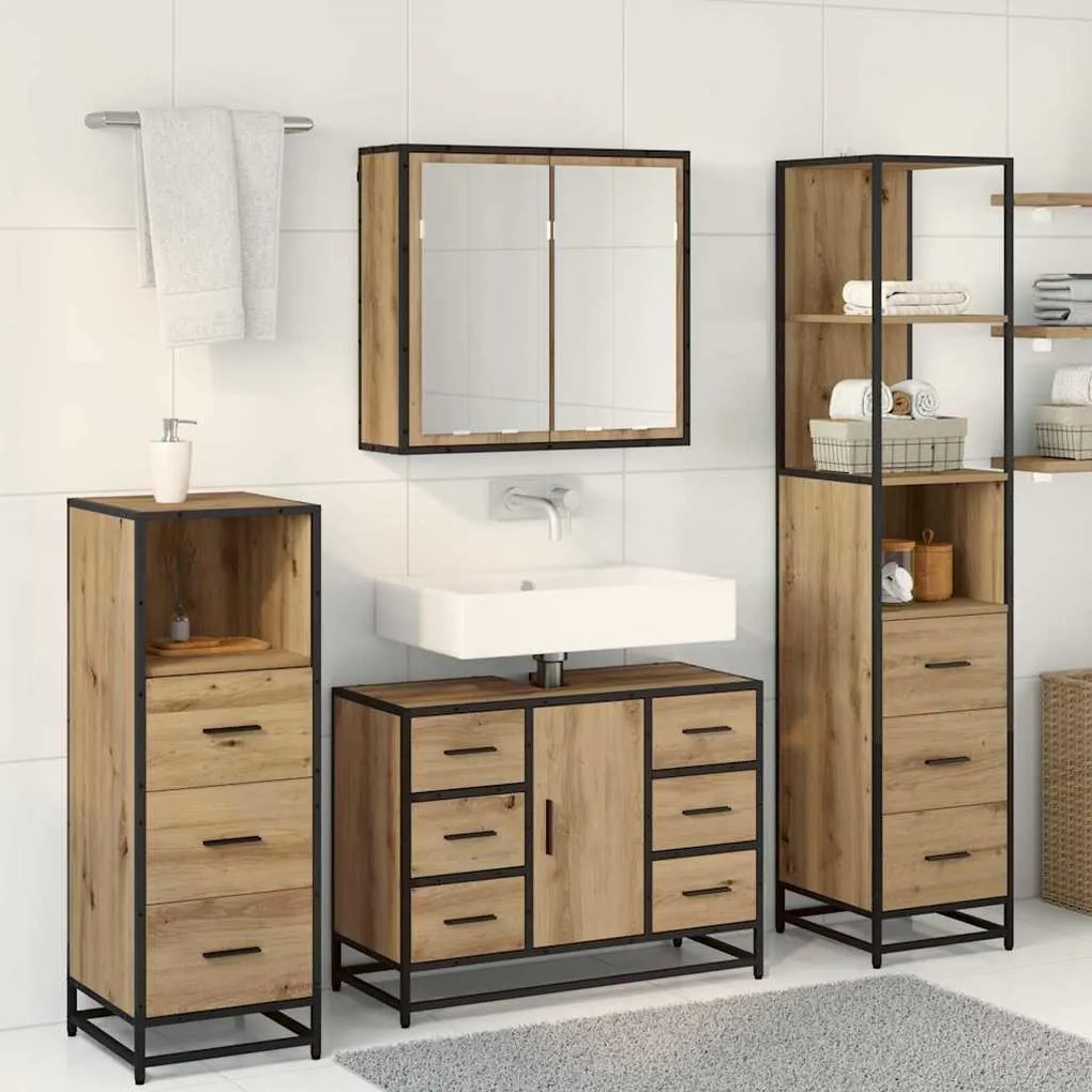 Sada koupelnového nábytku 4 ks Artisanový dub Kompozitní dřevo 3402567