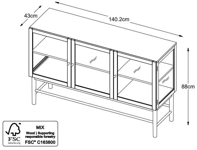 Designová komoda Dallan 140 cm přírodní dub