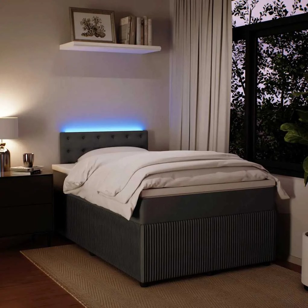 Box spring postel s matrací tmavě šedá 120 x 200 cm samet 3290023