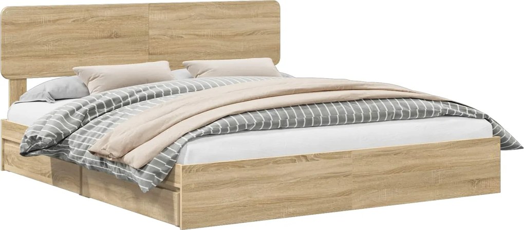 Postel s úložným prostorem se zásuvkou Sonoma dub 180 x 200 cm 3412250