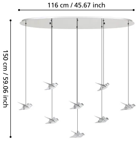 Eglo 390401 - LED Stmívatelný lustr na lanku PARATEBUENO 8xLED/4,2W/230V chrom